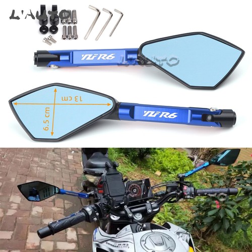 Blue Motorcycle Rear View Mirror Blue Anti-glare For Yamaha YZF R6 R6S ...