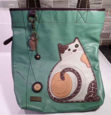 Chala Calico Cat Teal Tote Purse Bag Super Cute | eBay