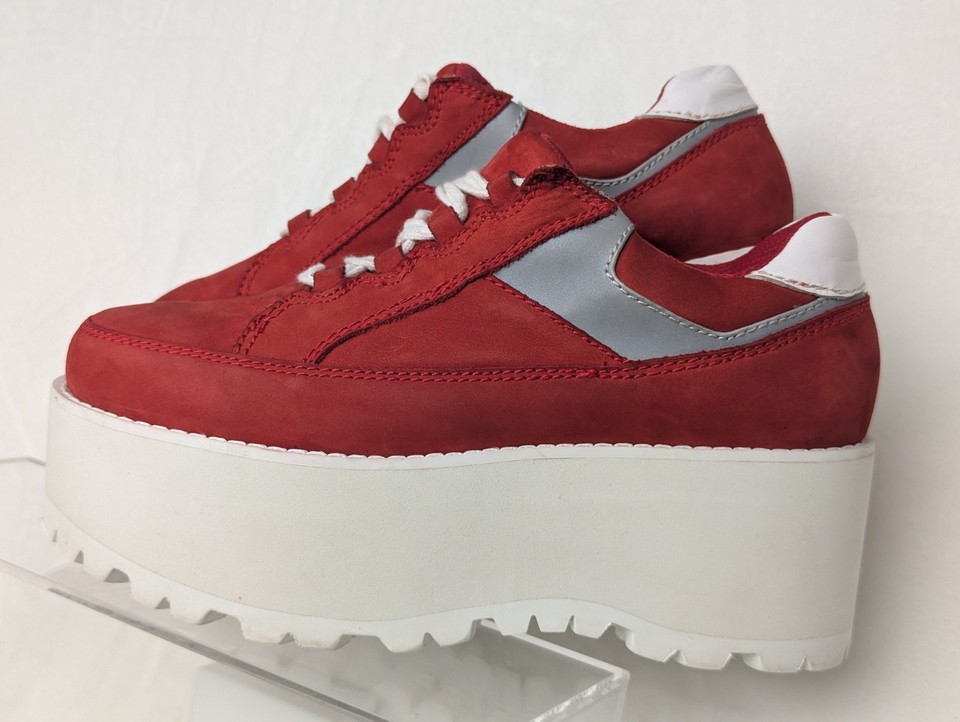 Vintage Rare 90s Rocket Chunky Red Grey White Platform Sneaker Shoes ...