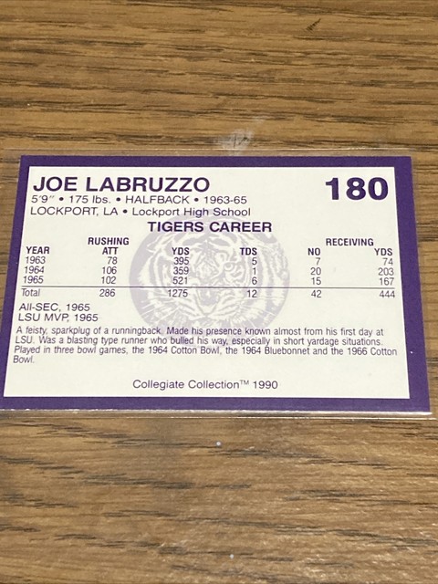 1990 Collegiate Collection LSU Tigers - #180 Joe Labruzzo (RC) for sale ...
