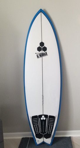 6'0" CHANNEL ISLANDS (CI) white/blue "POD MOD" GROVELER shortboard ...