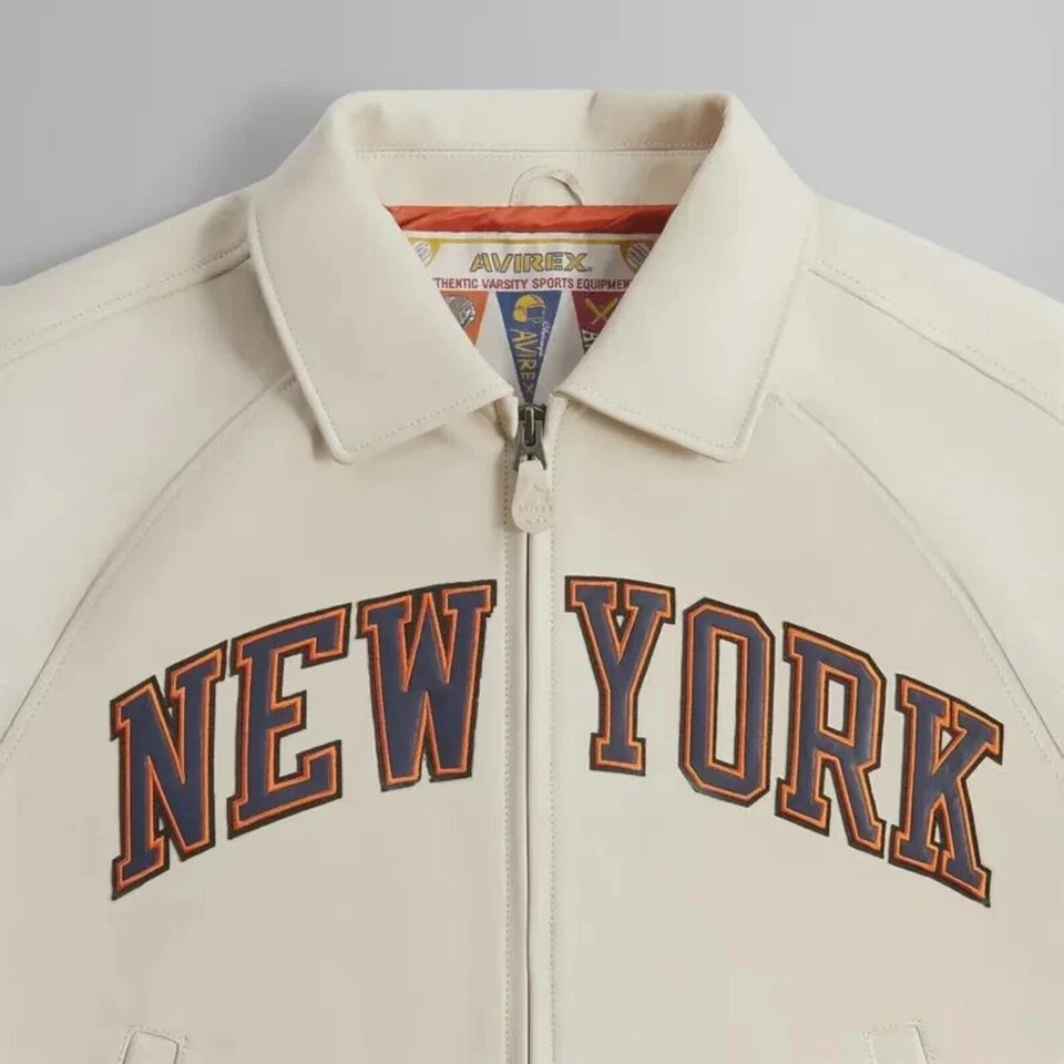 Avirex x KITH Knicks Varsity Jacket NBA New York Cream Bomber Limited ...