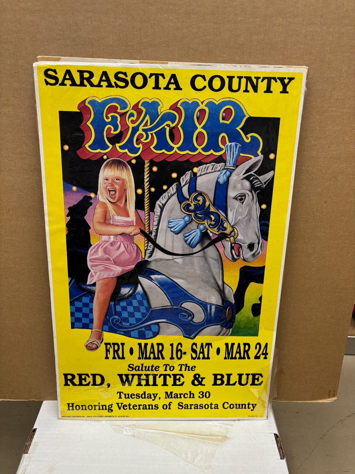 VINTAGE SARASOTA COUNTY FAIR POSTER 14"X22" GIRL ON MERRY GO ROUND | eBay