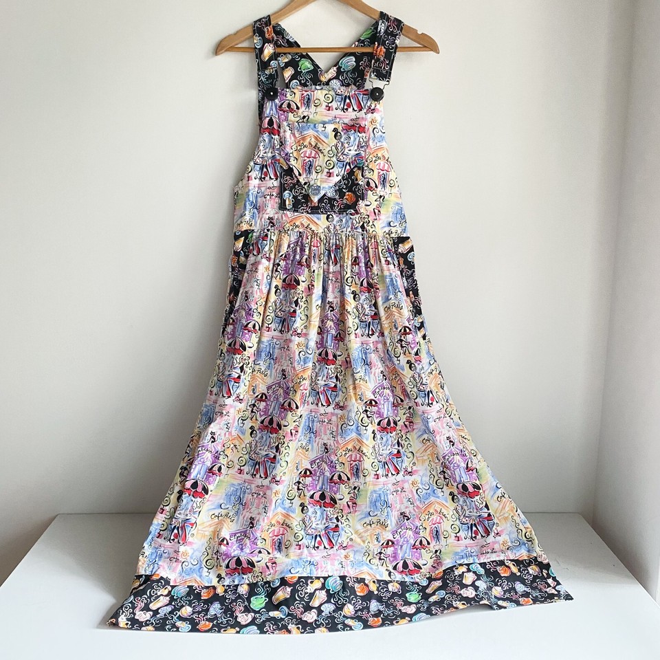 Dee's Designs Handmade Parisian CAfe Print Pinafore Dress S | eBay
