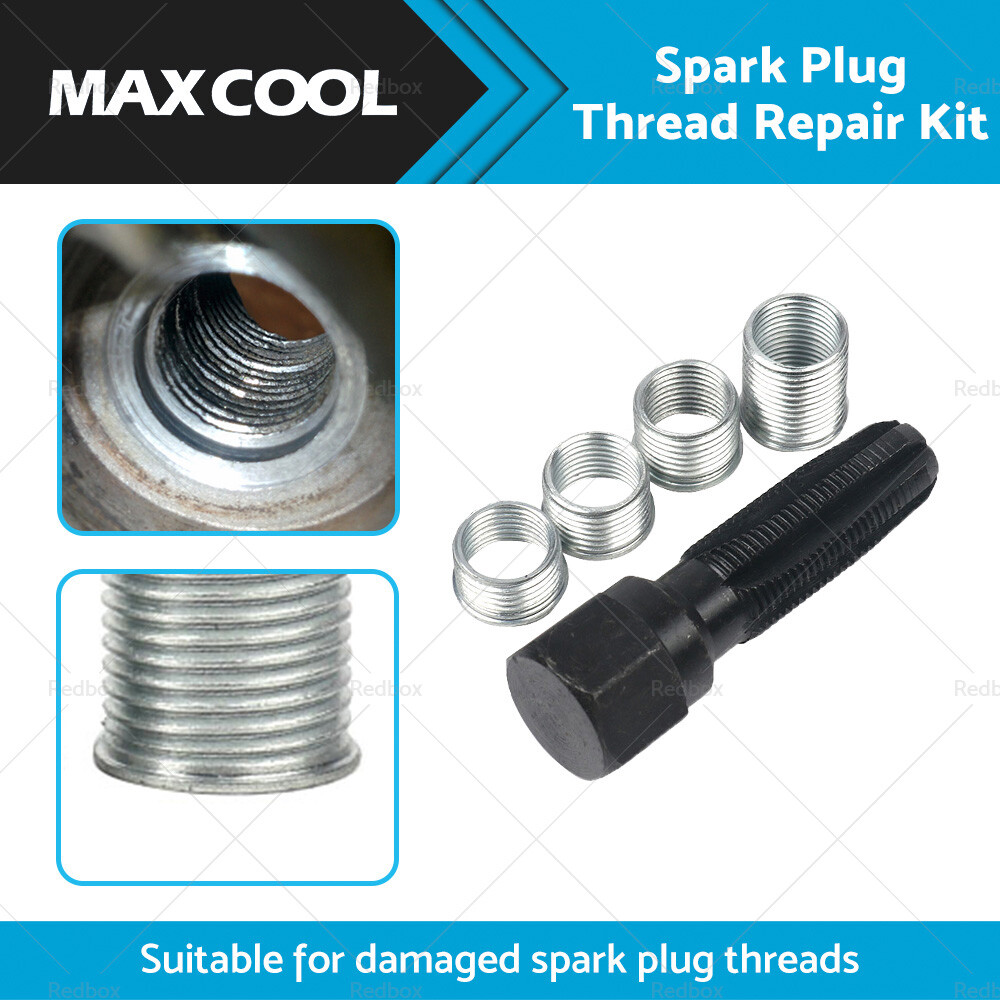 14MM Spark Plug Repair Kit & 4 Inserts Helicoil Thread Reamer Tap ...