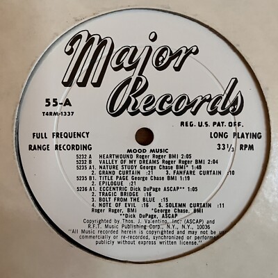 Major Production Music Library Mood Music LP #55 Samples Commercial ...