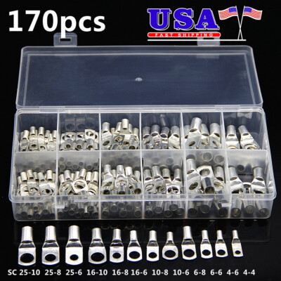 170X Copper Ring Terminal Assortment Car Auto Wire Crimp Connector ...