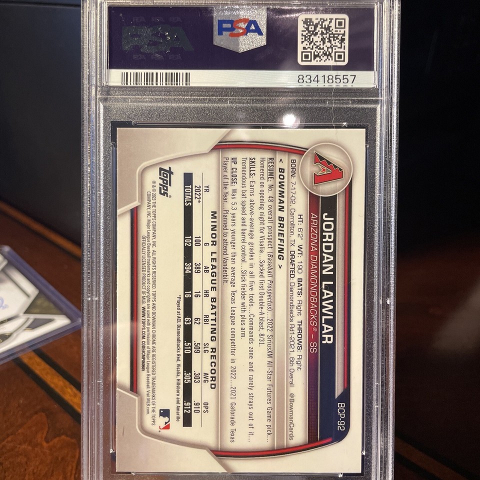Jordan Lawler 2023 Bowman Chrome Prospects Arizona Diamondbacks #BCP-92 ...