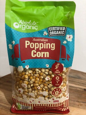 ORGANIC POPCORN AUSTRALIA GROWN POPPING CORN,500 GM ACO,GM FREE,VEGAN,5 ...