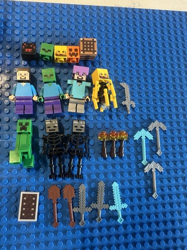 LEGO Minifigure Lot of 7 Minecraft Figures And Accessories | eBay