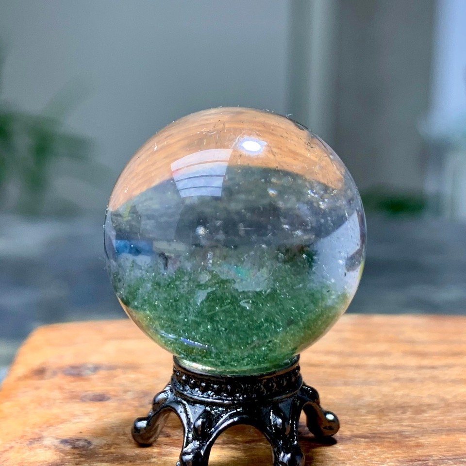17G Natural Green Ghost Crystal Quartz Ball Crystal Sphere Mineral ...