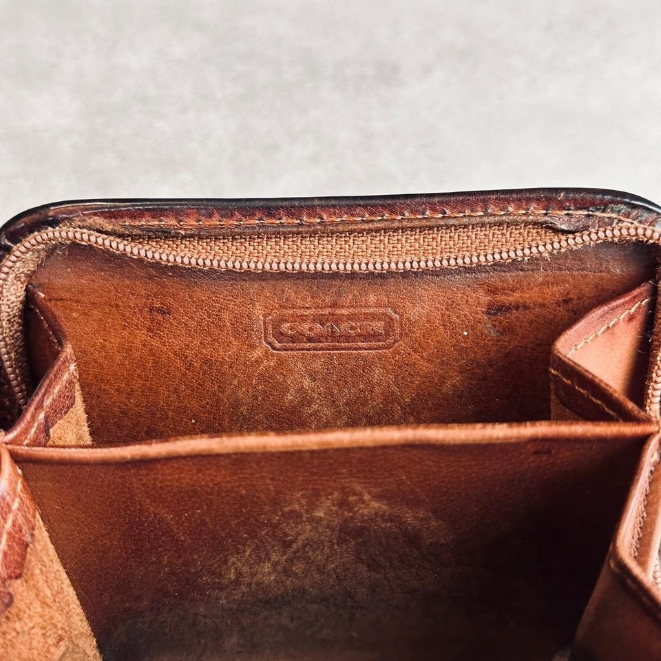 COACH Leather Round Zip Coin Case Vintage | eBay UK