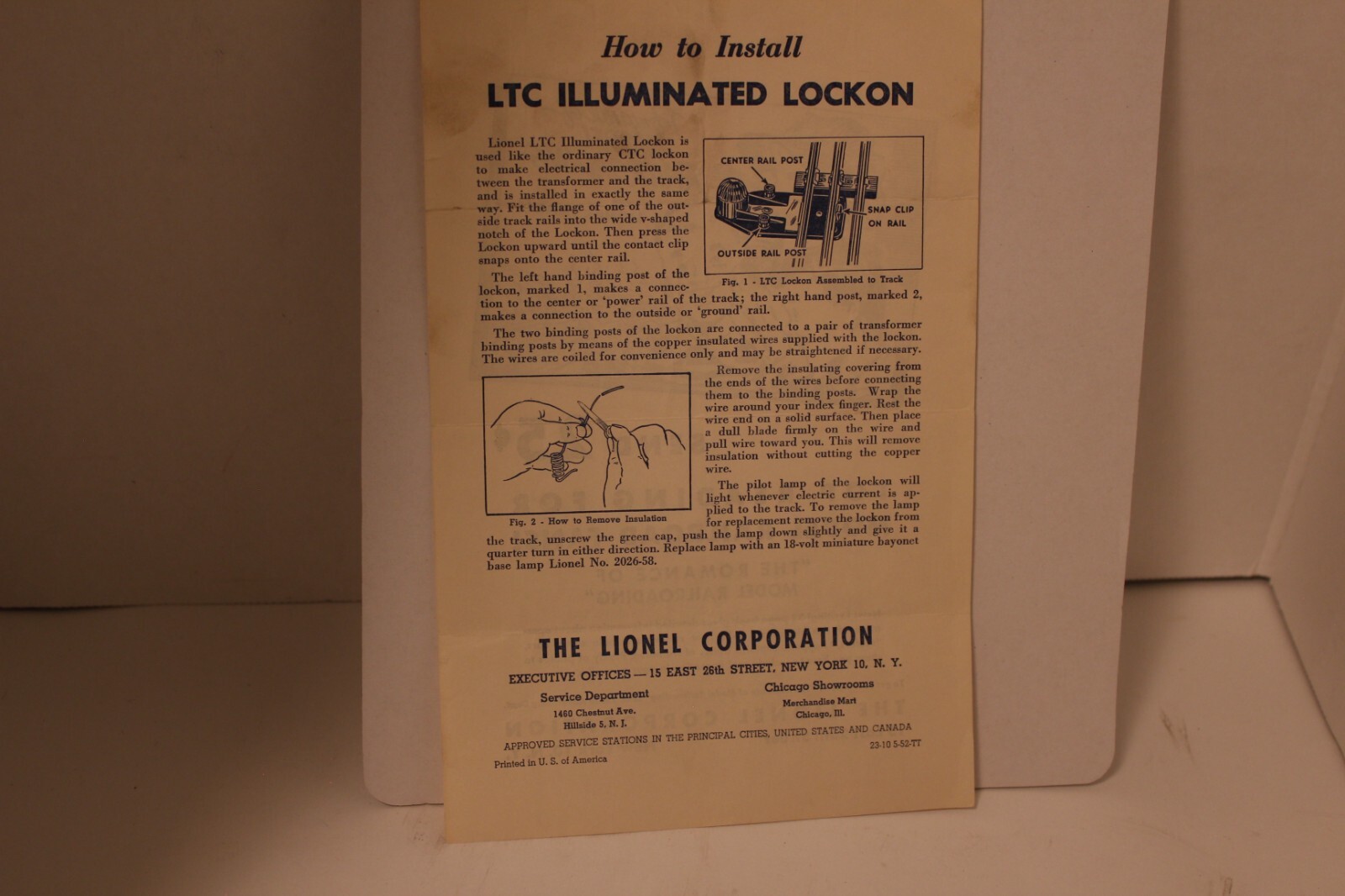 Lionel Instructions For How to Install LTC Illuminated LockOn | eBay