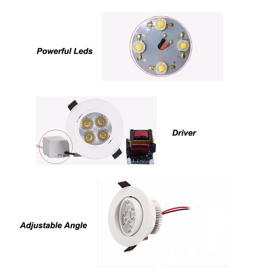 Dimmable Led Recessed Ceiling Down Light Fixture Spot Lamp & Driver 21W ...