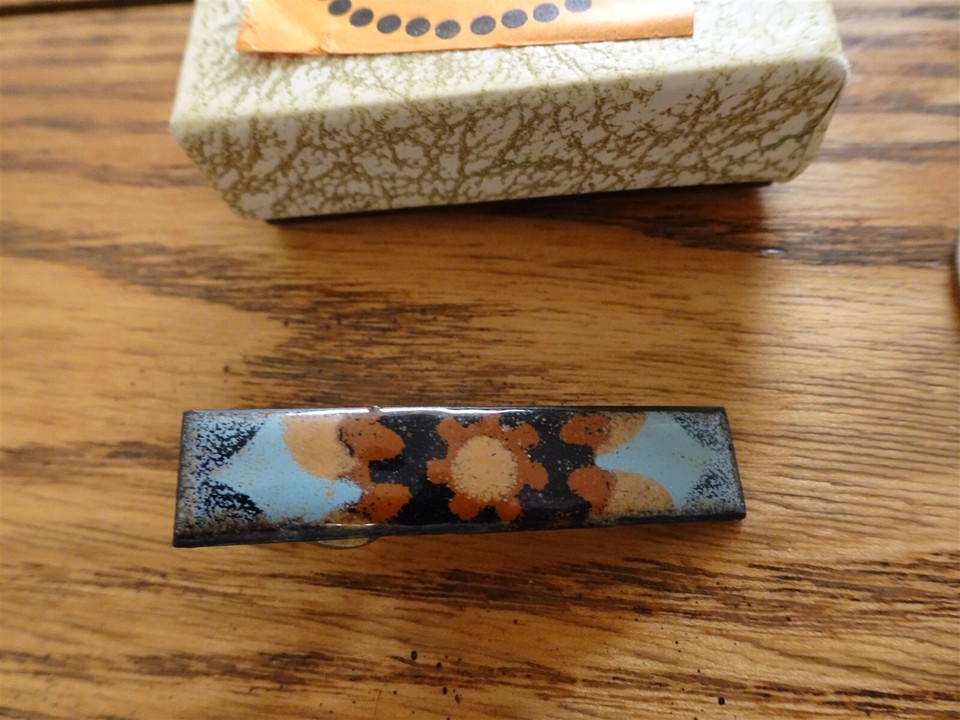 Vintage Noir Enamelcraft tie tack bar clip with box San Francisco ...