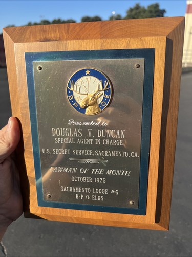 US Secret Service 1975 Sacramento Special Agent Award BPOE Elks Lawman ...