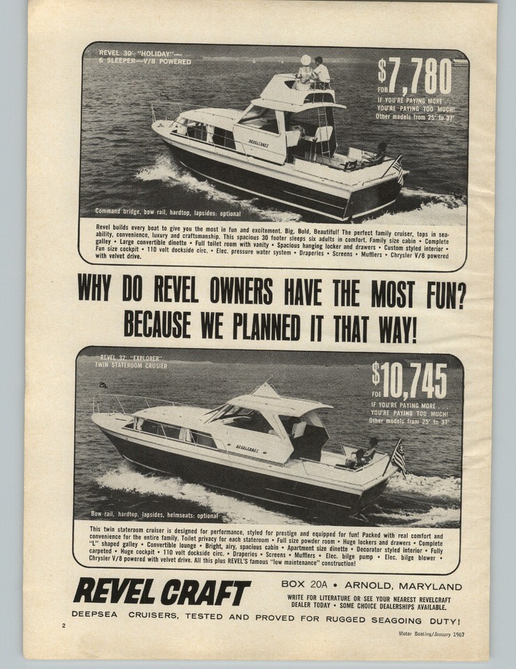 1967 PAPER AD Huckins Fairform Flyer Sportsman 50 Yacht Rowinco Revel ...
