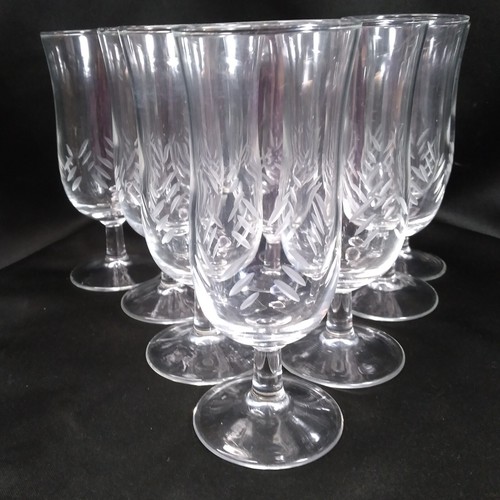 10 Javit RAIN Etched Wine Goblets Cocktail Glasses Clear Glass Short ...