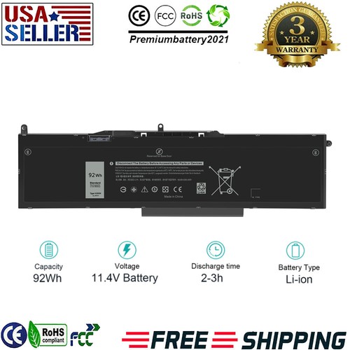 For Dell Precision 15 3520 3530 Laptop Battery 6 Cell 92Wh 11.4V WFWKK ...