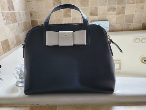 Kate Spade Bow Handbag Bag Black White Bow Tie Pre Owned Good Condition ...