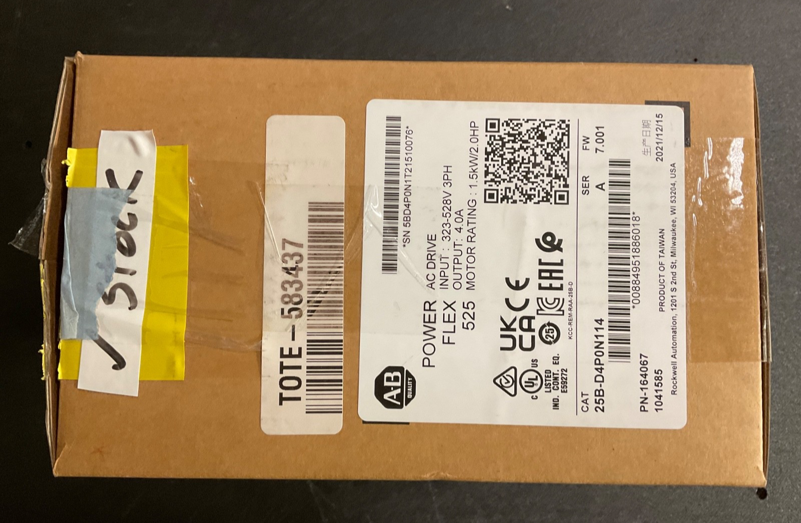 25B-D4P0N114 - Allen-Bradley PowerFlex 525 1.5kW 2Hp AC Drive 2022 ...