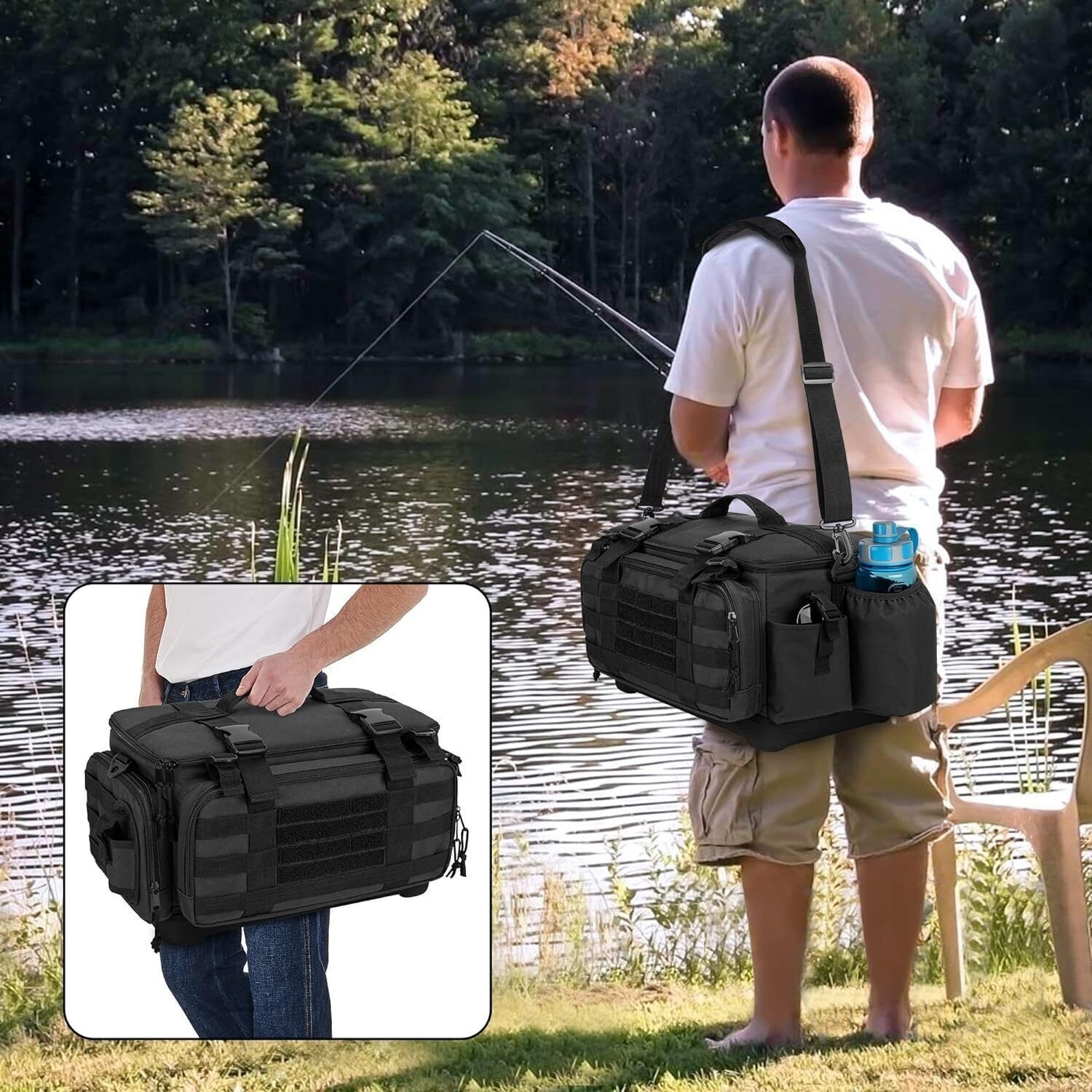 Waterproof Tackle Box Bag Soft Fishing Tackle Storage Bag w/Non-Slip ...