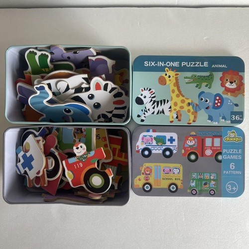 Animal Vehicle Theme 6-in-1 Puzzle Kids Educational Toy, Used, All ...