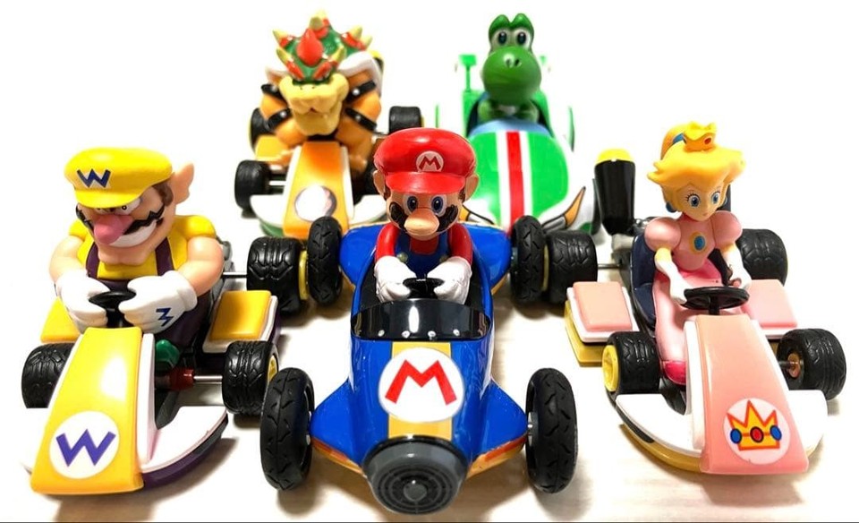 Mario Kart Choro Q Set 5 pcs Pull-Back Cars Mario Wario Peach Yoshi ...