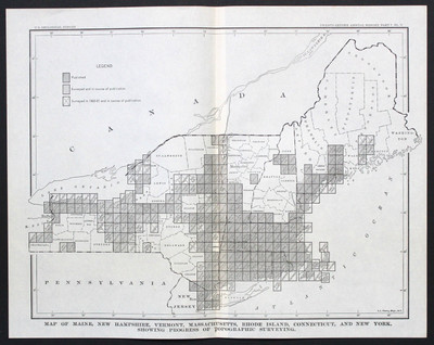 NEW ENGLAND, NY, ME, VT, CT, NH, RI, MASS PROGRESS SURVEY Antique state ...