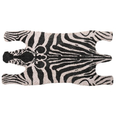 Large Faux Zebra Skin Coir Floor Doormat Black White 75x38cm Hallway ...
