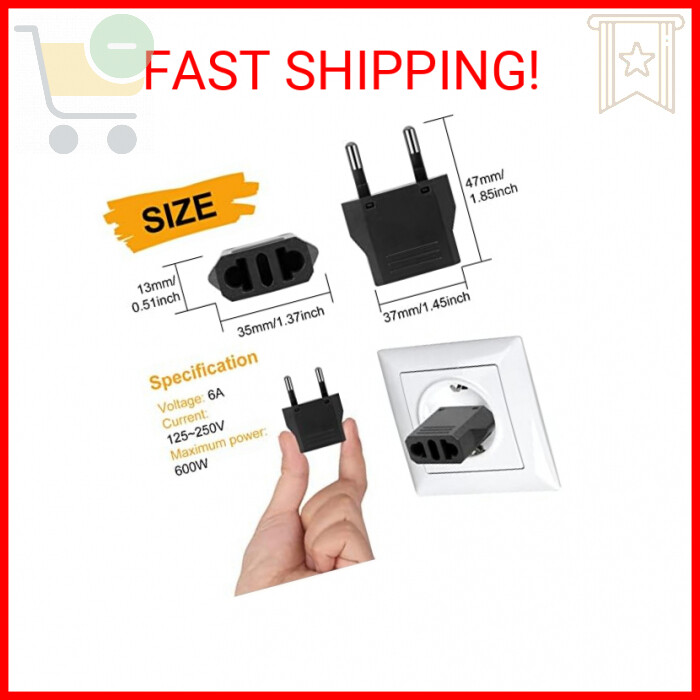 6 Pack European Plug Adapter, US to Europe Plug Adapter, European ...