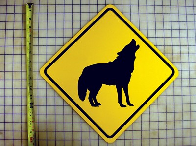 Wolf Crossing Yellow Aluminum Sign | eBay