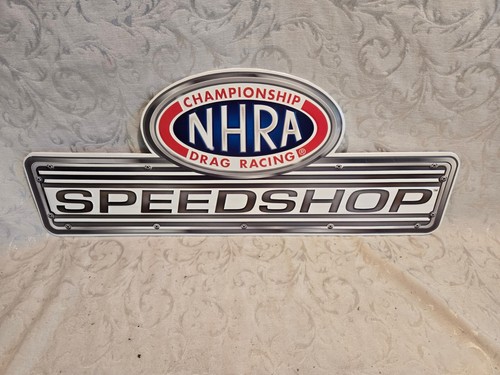 NHRA Speed Shop Sign - Embossed Shaped Metal - Gas Oil Garage ...