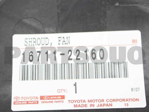 1671122160 Genuine Toyota SHROUD, FAN 16711-22160 | eBay