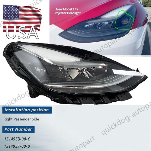 For 2021-2024 TESLA MODEL 3 Y RIGHT RH MATRIX LED HEADLIGHT LAMP ...