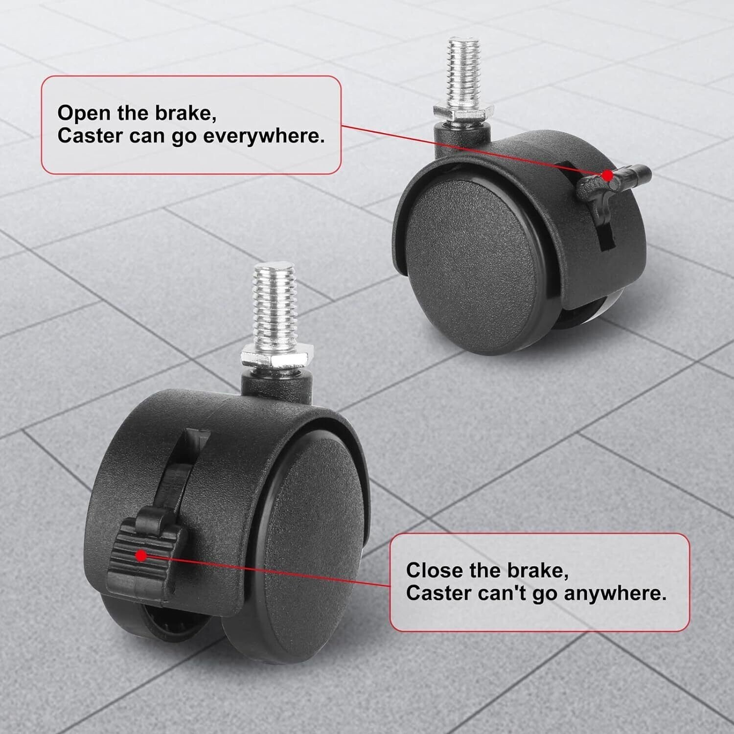 4 Pack 1.5 Inch Swivel Stem Caster Wheels Replacement Casters 1.5 ...