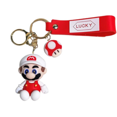 Red & White Mario 3D Character Silicone Charm Keychain (Lucky) | eBay