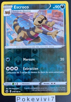 Carte Pokemon ESCROCO 079/159 REVERSE Epée et Bouclier EB12.5 FR NEUF ...