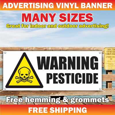 WARNING PESTICIDE Advertising Banner Vinyl Mesh Sign caution attention ...