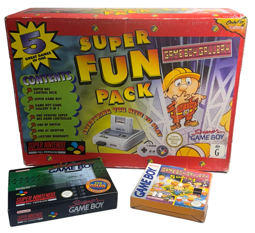 Super Fun Pack Game Boy Gallery Super Nintendo Console Big Box SNES PAL ...