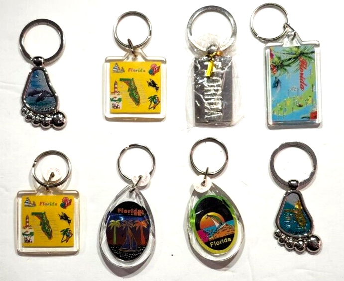 8 Pack of Florida Keychain Souvenirs bulk , Metal Rings , Gift Bundle ...