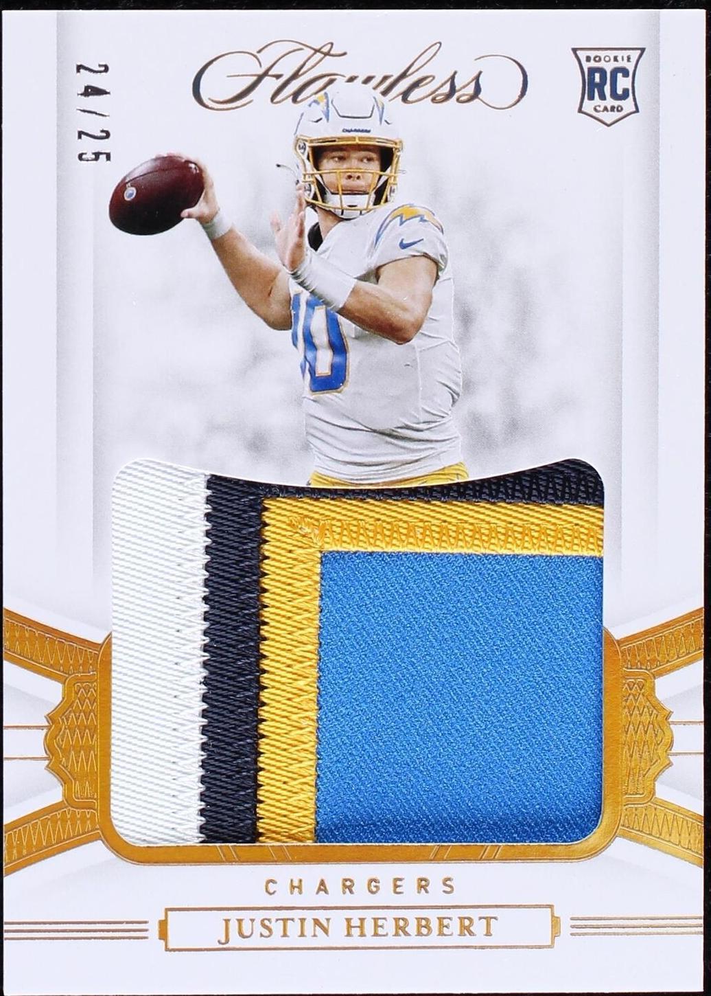 2020 Panini Flawless - Rookie Patches Justin Herbert #RP3 /25 (MEM, RC ...