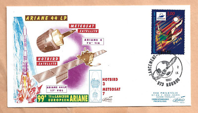 ARIANE 44LP METEOSAT 7 HOTBIRD 3 LAUNCH 1997 KOUROU LOLLINI NICE SPACE ...