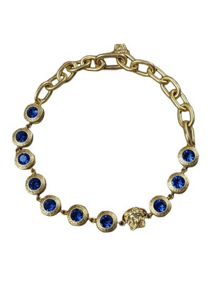 Versace Gold Rope Chain Blue Crystal Necklace Made In Italy | eBay
