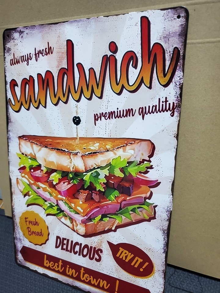 Delicious Sandwich Retro Tin Sign | Food Metal Sign | American Garage ...