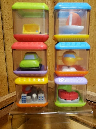 Fisher Price Peek a Blocks Learning Fun 6 Piece Block Set Vehicle Fun ...