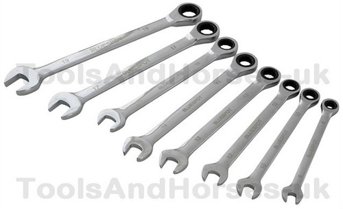 8pc Long Reach Ratchet Spanner Set 8 - 19mm Combination Ratchet Wrench ...