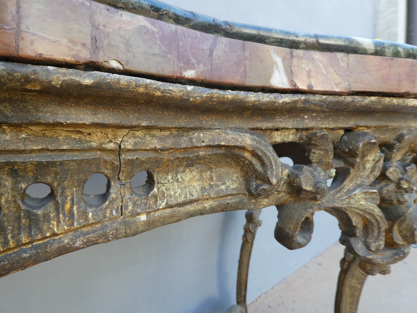 Antica console romana a mecca con marmo lastronato, primi '700 | eBay