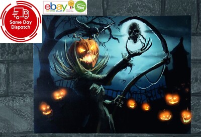 Spooky Halloween LED Light Haunted House Witch Pumpkin Skull Halloween ...
