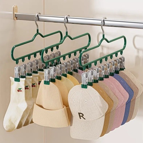 8 Clips Sock Rack Multifunctional Clothes Hanger Clip Storage Racks ...